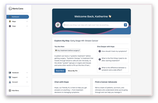 Manta Cares | Free Breast & Lung Cancer Support Platform